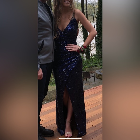 Trixxi | Dresses | Navy Blue Sequin Formal Dress | Poshmark
